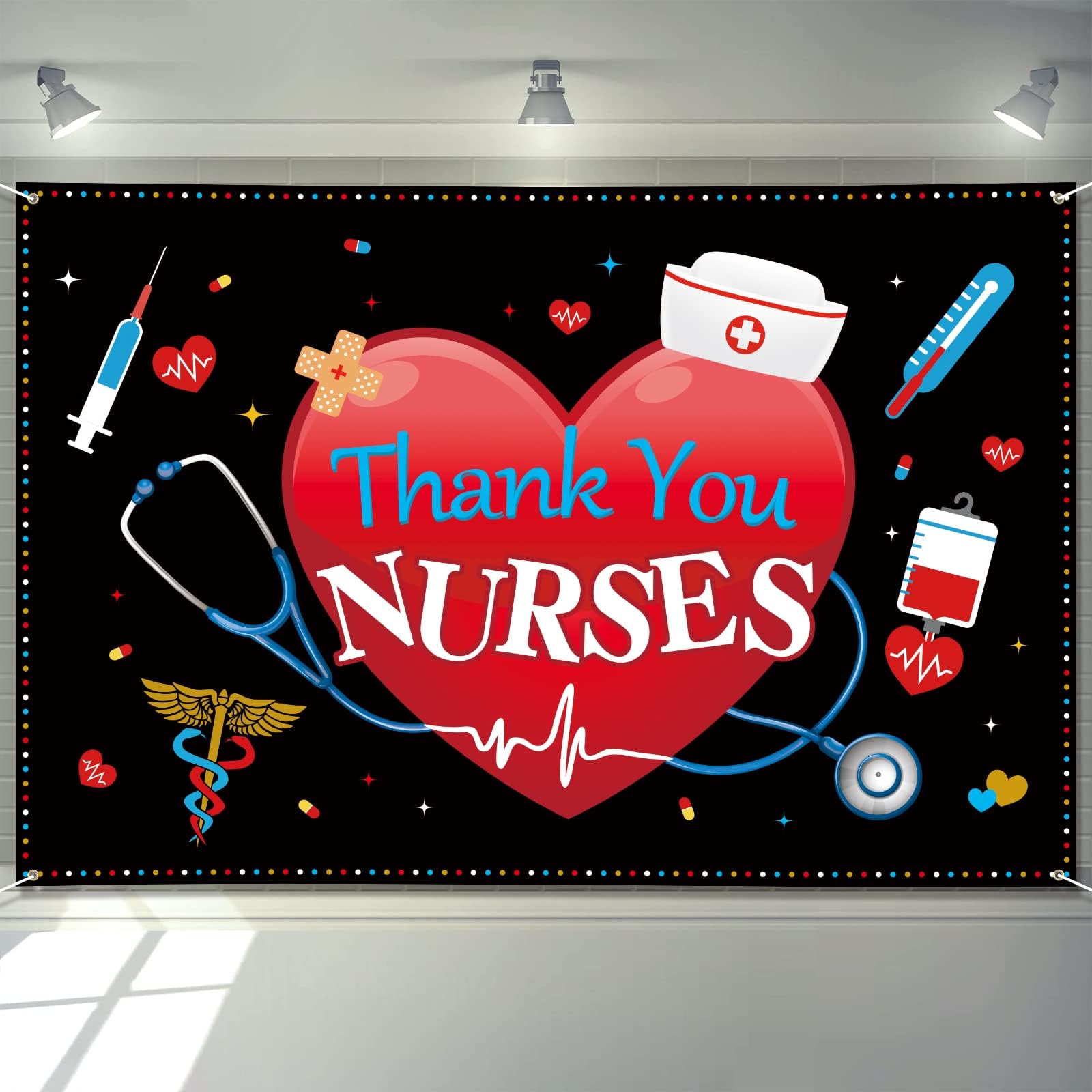 Amazon.com : Thank You Nurses Backdrop Nurses Week Decorations,72.8 X ...