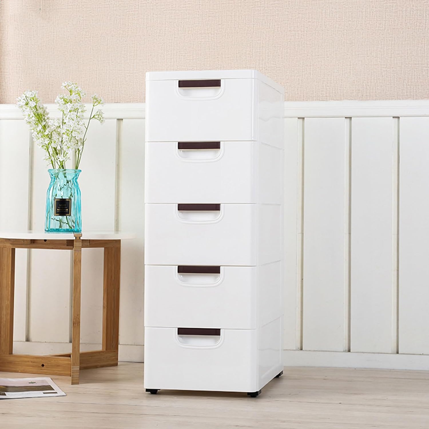 Amazon.com: Plastic Drawers Dresser Storage Cabinet with Wheels,5 ...