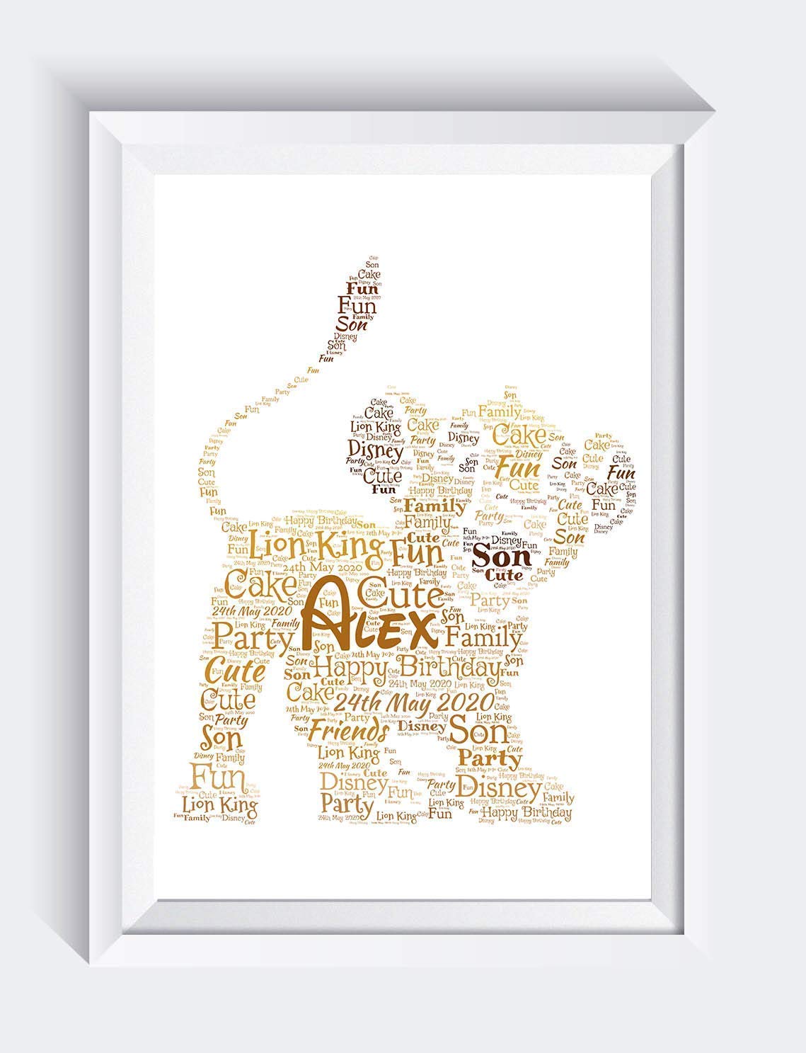 Personalised Simba Lion King Word Art A4 PRINT ONLY - UNFRAMED Birthday ...