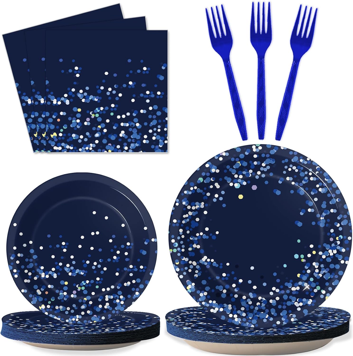 Amazon.com: 96 Pcs Blue and Silver Party Supplies Dot Confetti Paper ...