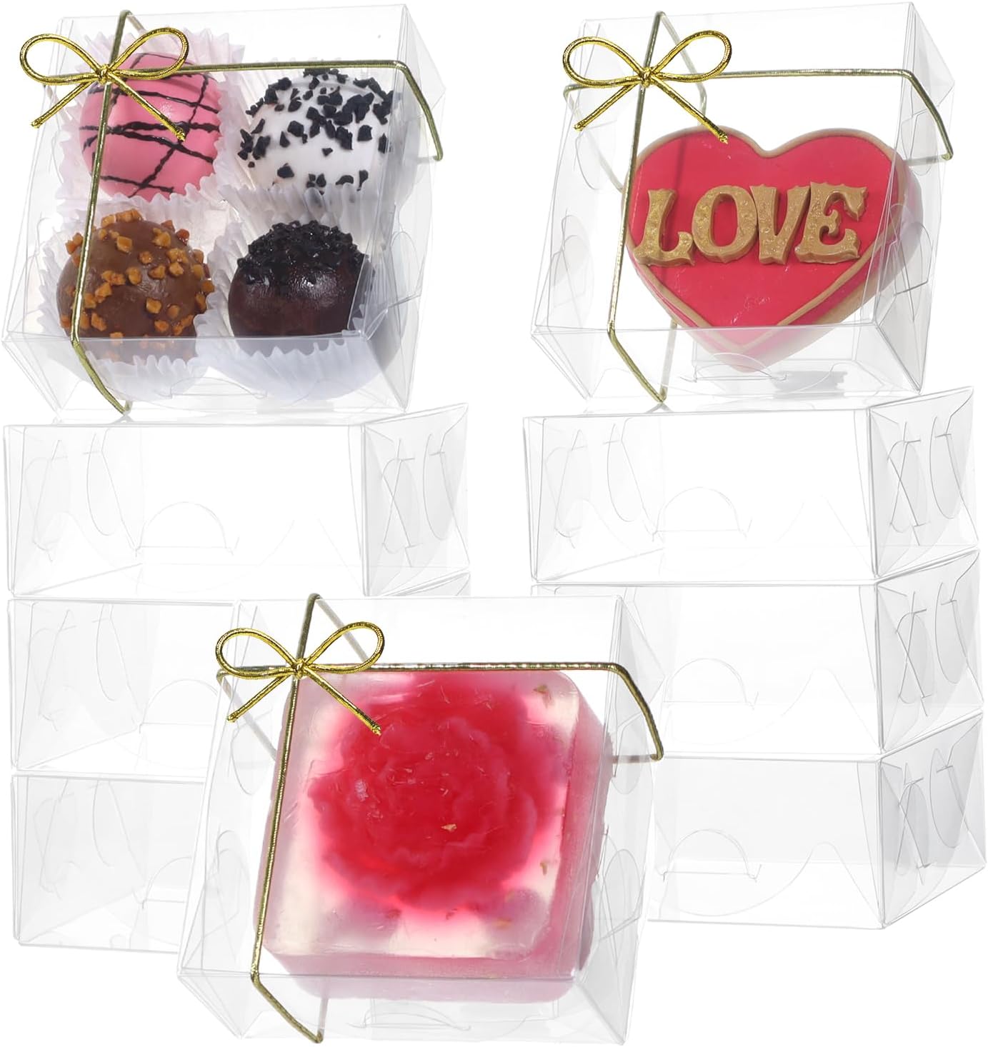 Amazon.com: SLShePack 3,2"X3.2"X1.5" 25PCS Clear Mini Cookie Boxes Soap ...