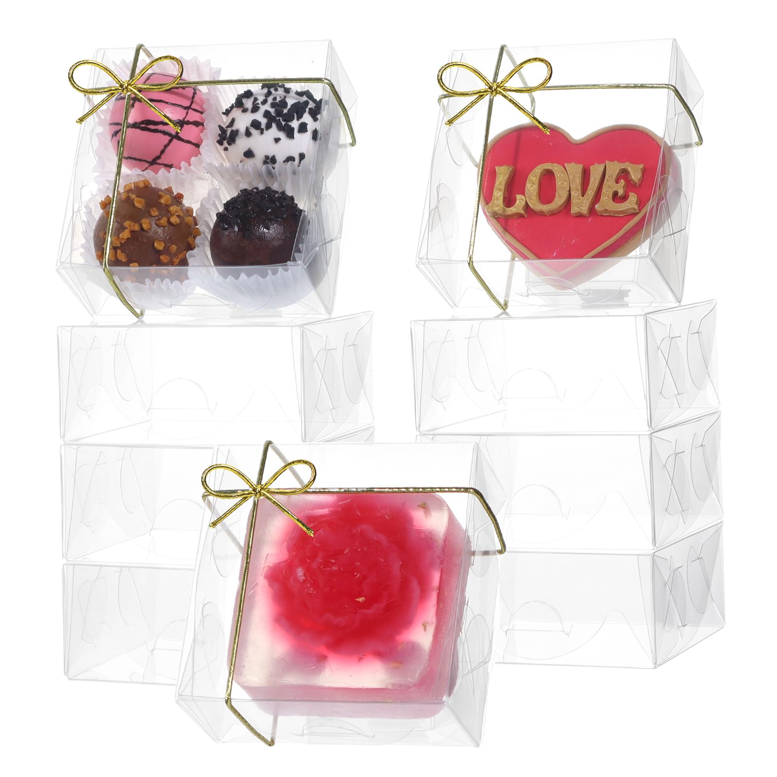 Amazon.com: SLShePack 3¼"X3¼X1½ 25PCS Clear Mini Donut Boxes Cookie ...