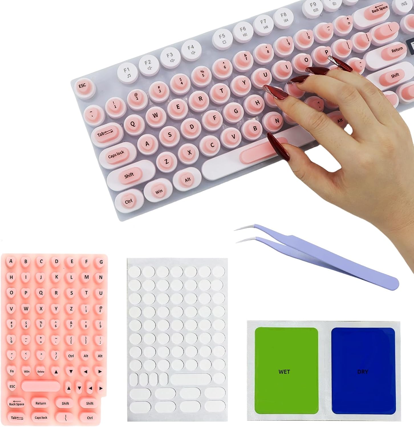Amazon.com: Raised Keyboard Stickers for Long Nails Typing and Gaming ...