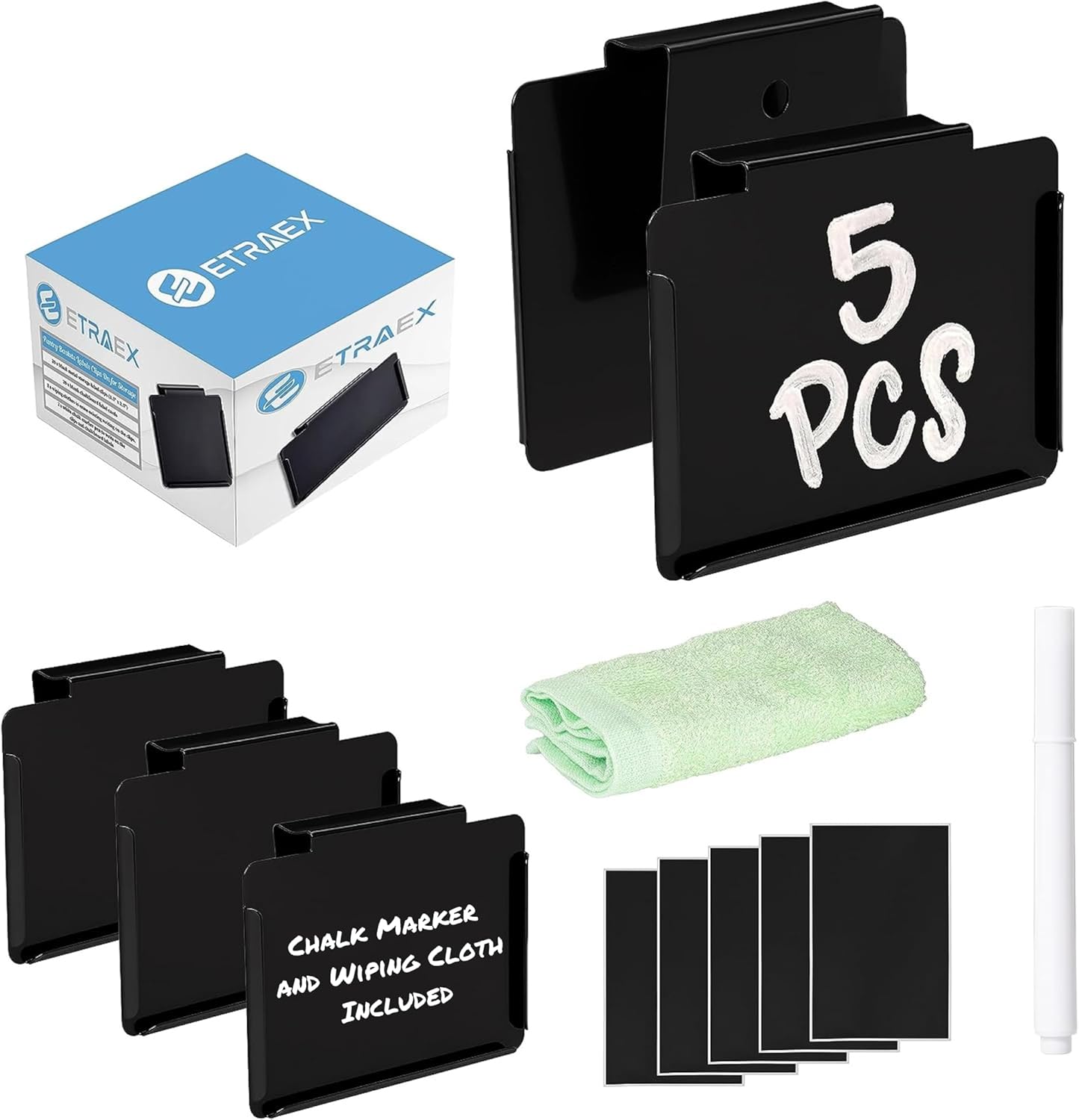 Amazon.com: ETraEx - 5pcs Metal Clip On Labels for Storage Bins ...