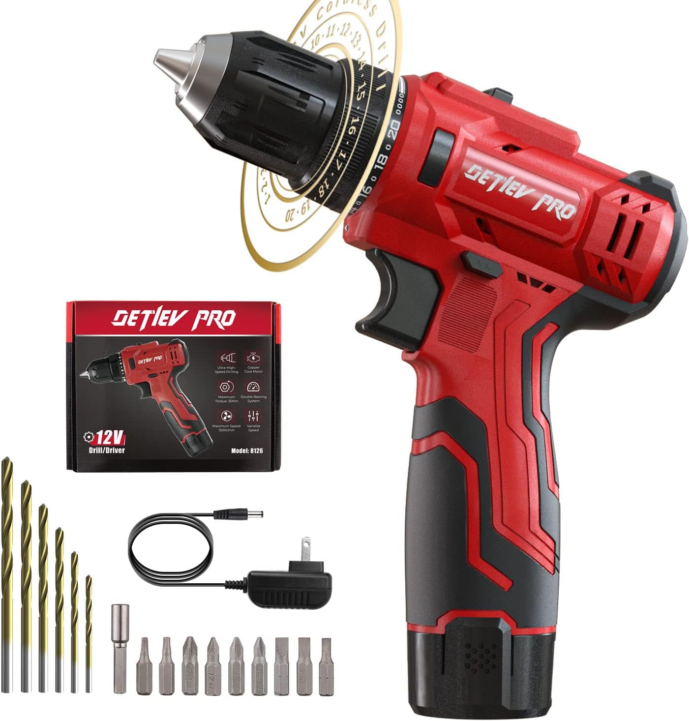 Perceuse électrique sans fil 16,8 V avec 2 vitesses variables 18 + 1 ...