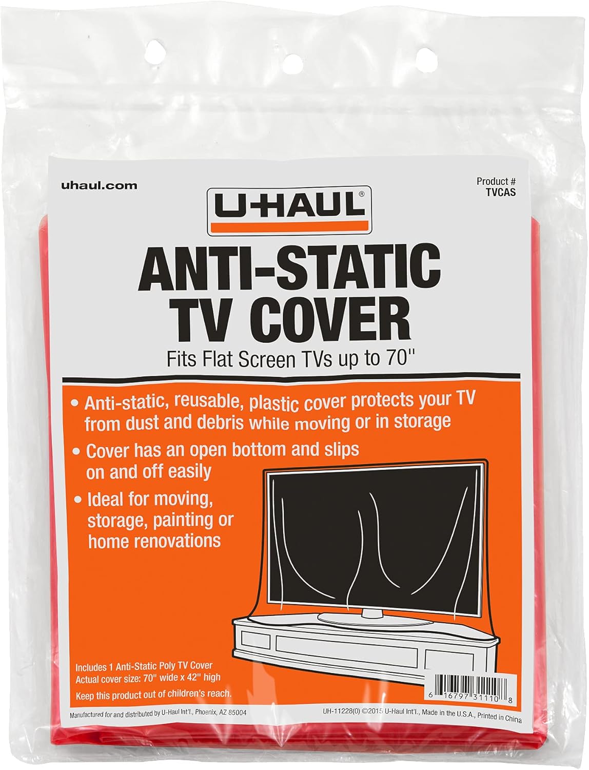 Amazon.com: U-Haul Anti-Static TV Cover (Fits Flat Screens up to 70 ...