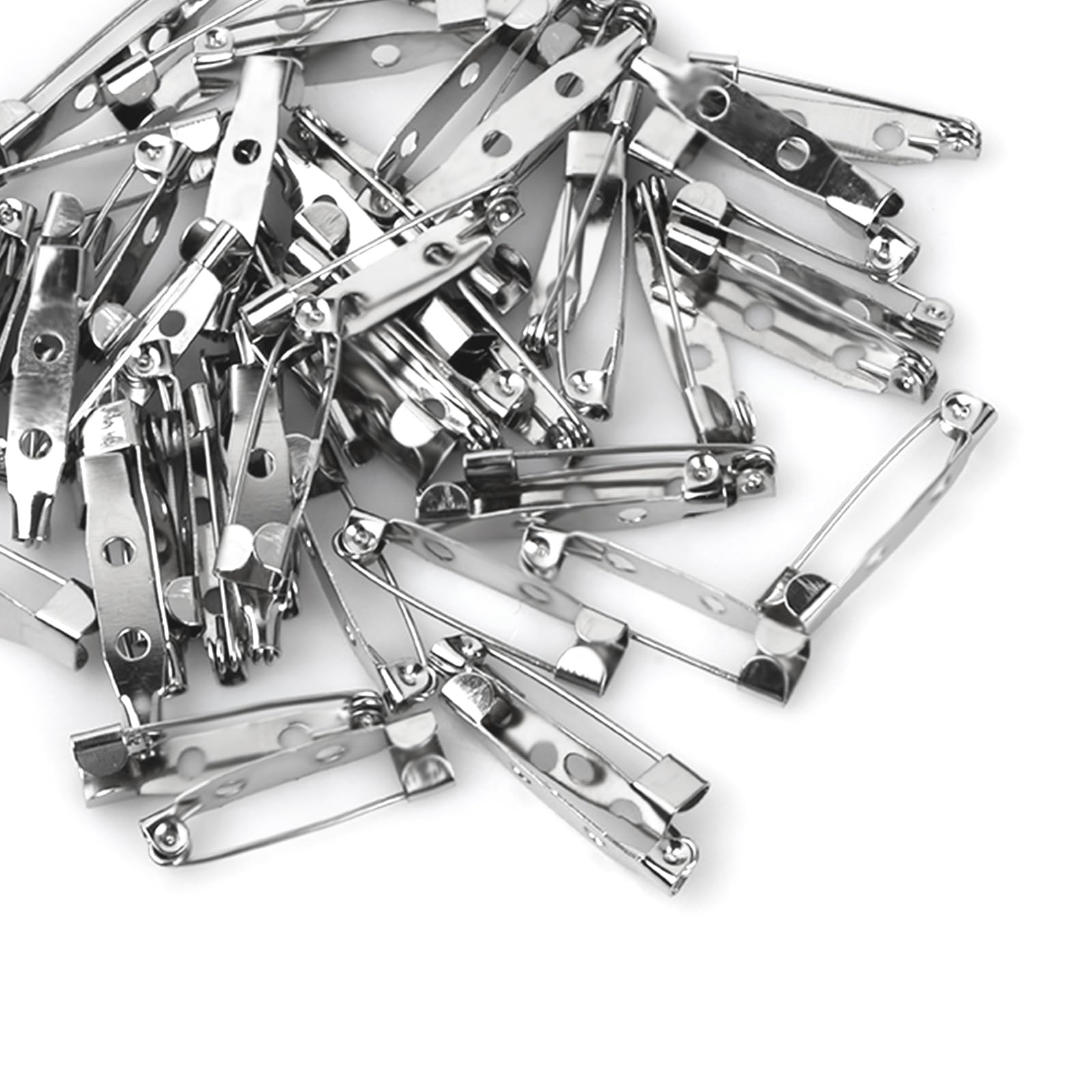 50 Pcs Silver Bar Pins, Secure Brooch Pins, Badge Locking Safety Pin ...