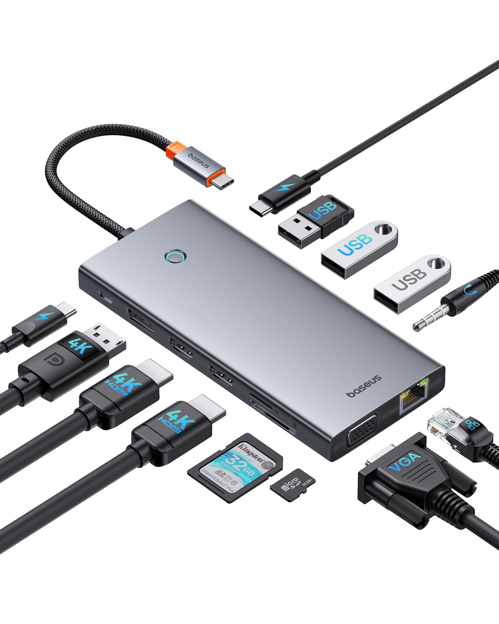 【Chip-Optimiert】Baseus USB C Docking Station 3 Monitore, 13-in-1 USB C ...