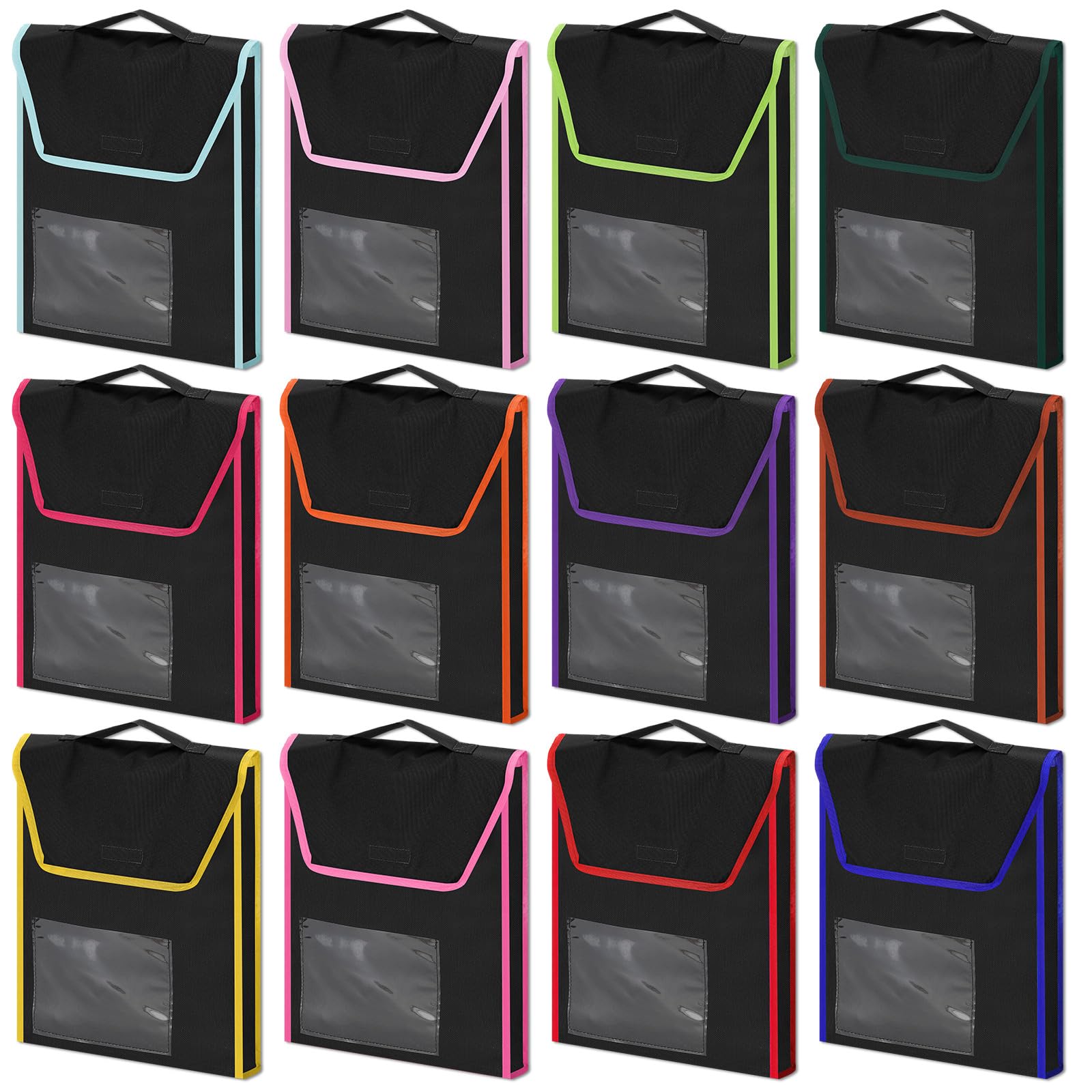 Amazon.com : Sweetude Set of 12 Large Book Pouches Black Color Neon ...