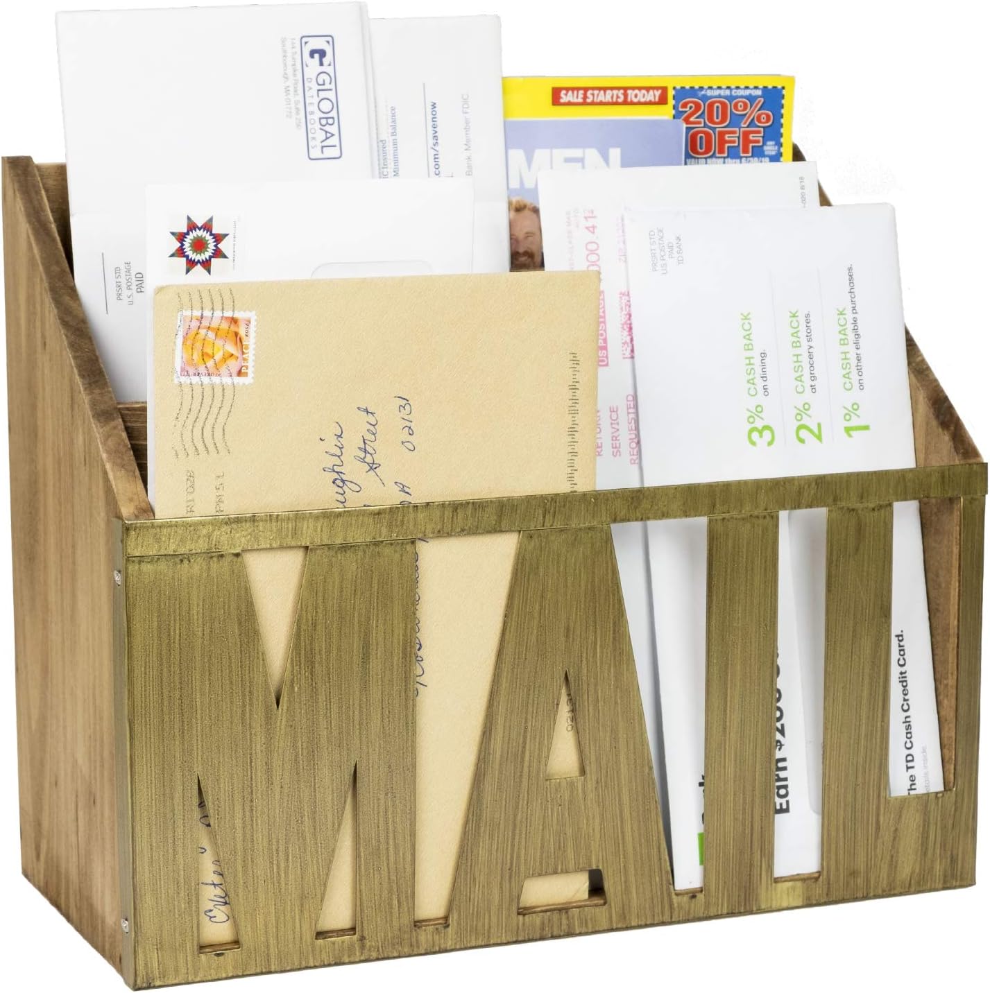 Amazon.com : Excello Global Products Wooden Mail Organizer Letter Card ...