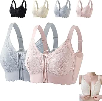 Sanrah Zipper Bra, ZipLacy - Ultra Soft Front Zip Wireless Lifting Bra ...