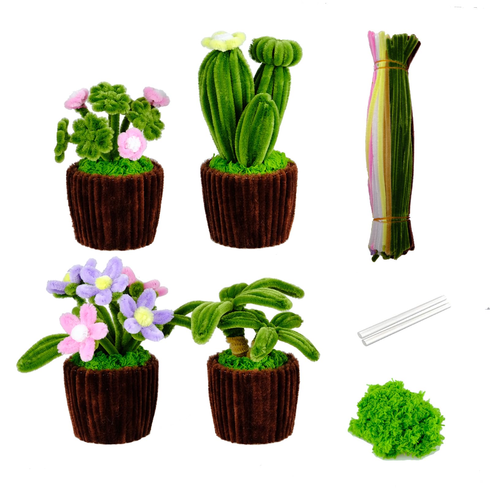 Amazon.com: AJKJ Pipe Cleaners Craft Supplies with Tutorial,DIY Plants ...