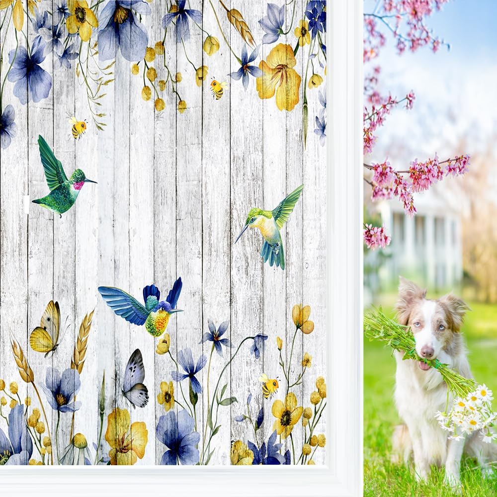 Amazon.com: Watercolor Hummingbird Window Privacy Film,Rustic Farmhouse ...