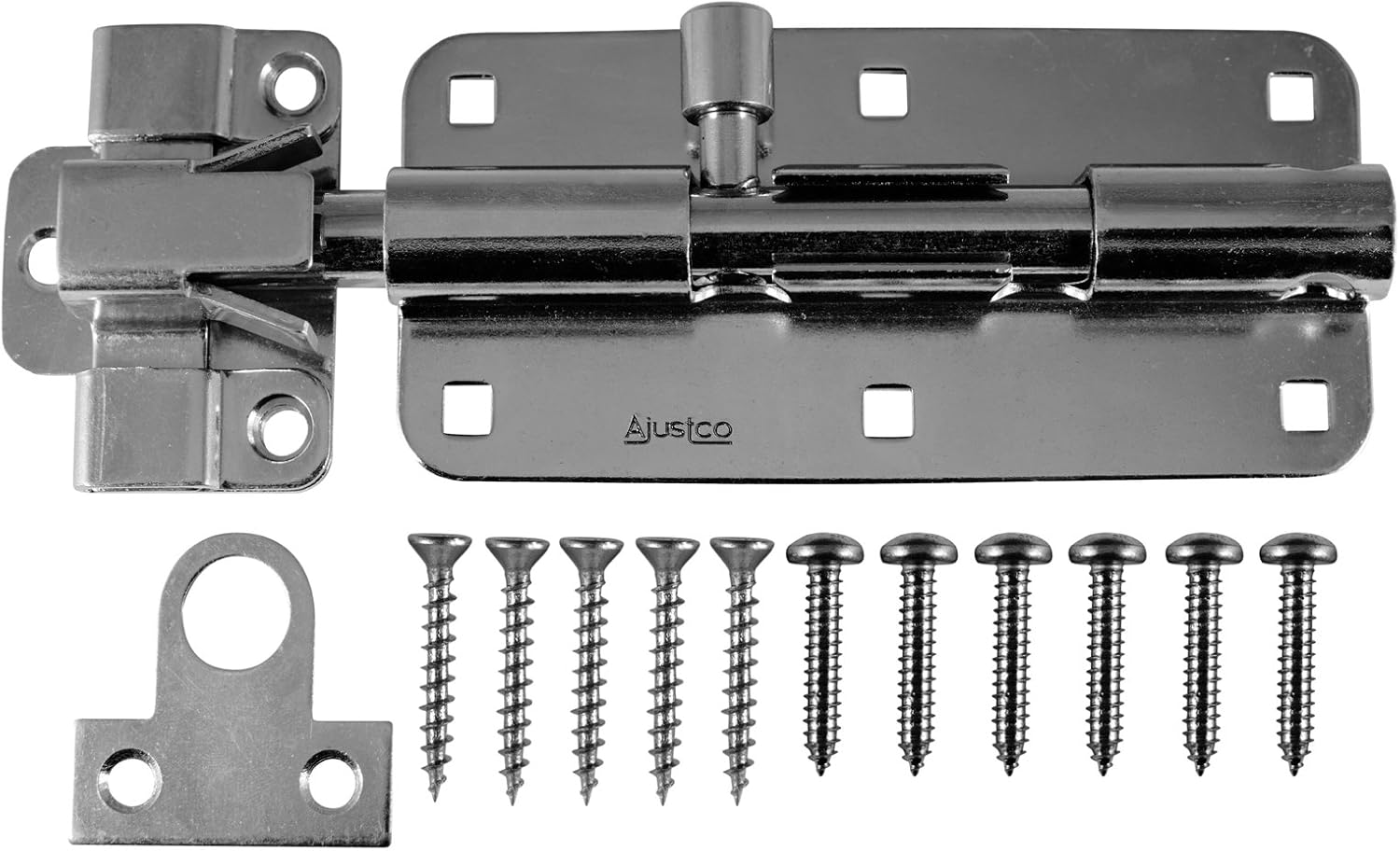 AjustLock 8 Inch Barrel Bolt, Extra Heavy Duty Lock (Stainless Steel ...