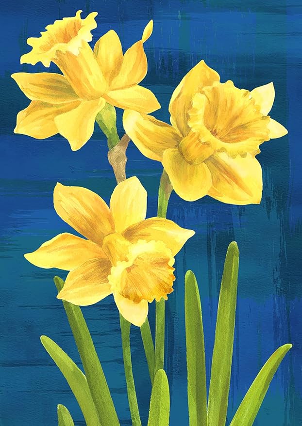 Amazon.com : Toland Home Garden 1012545 Daffodils On Blue Spring Flag ...