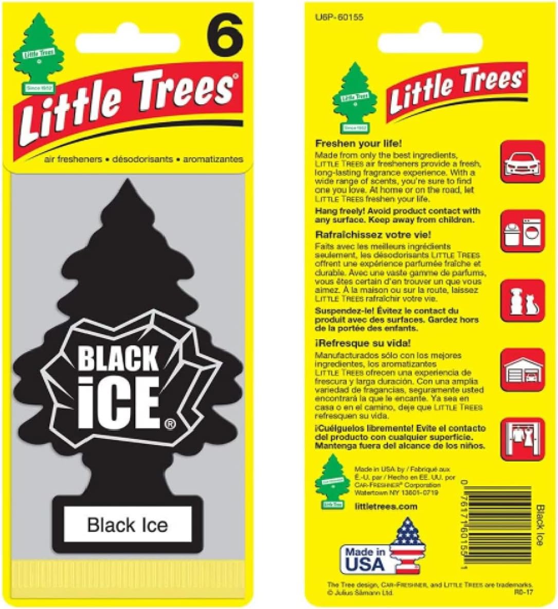 Amazon.com: LITTLE TREES Black ICE Tree AIR FRESHENER RP 1 CT : Automotive