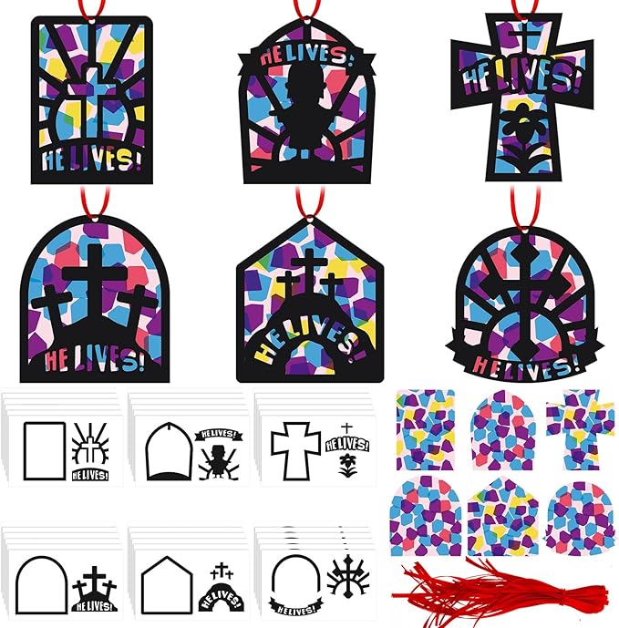 Amazon.com: Dinifee 30 Set Religious Easter Craft Kit Jesus He Lives ...