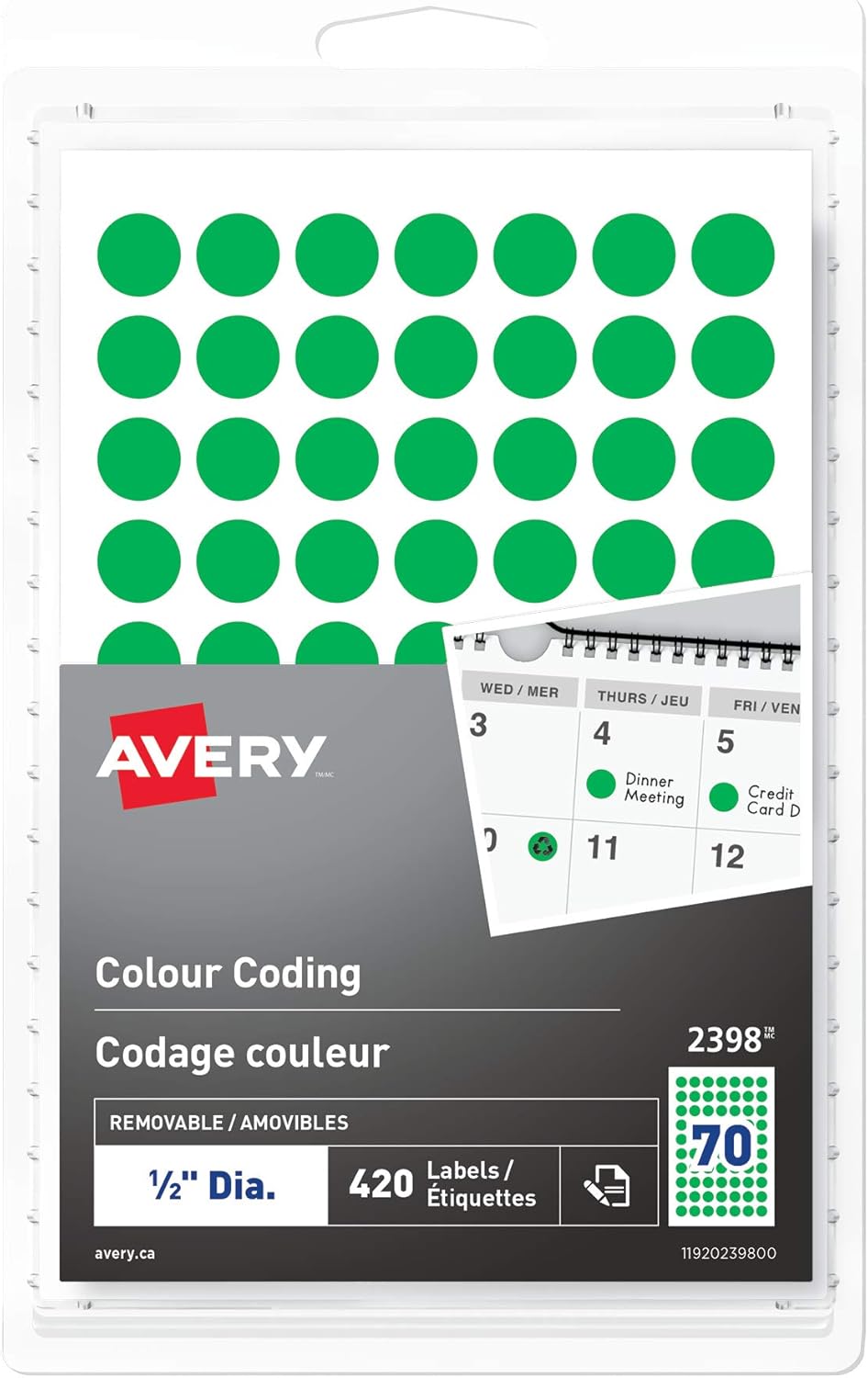 Avery Colour Coding Removable Dots, 1/2" Green Circles, 420 Labels ...