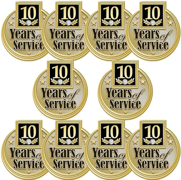 Amazon.com: 10 Years Recognition Pin, 10 Years Of Service Pins, Sold In ...