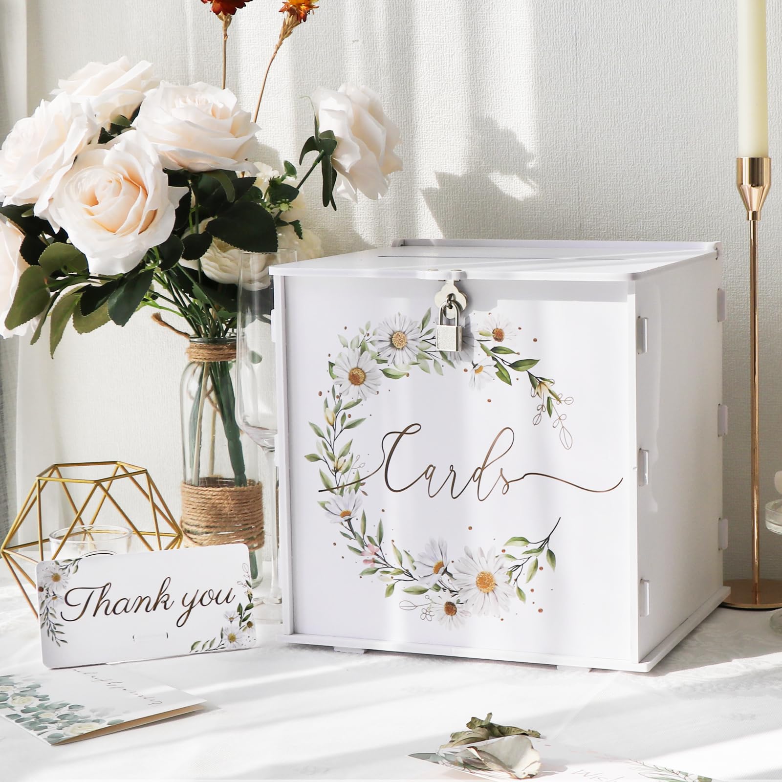 Amazon.com: OurWarm White Wedding Card Box with Lock, PVC Gift Card Box ...