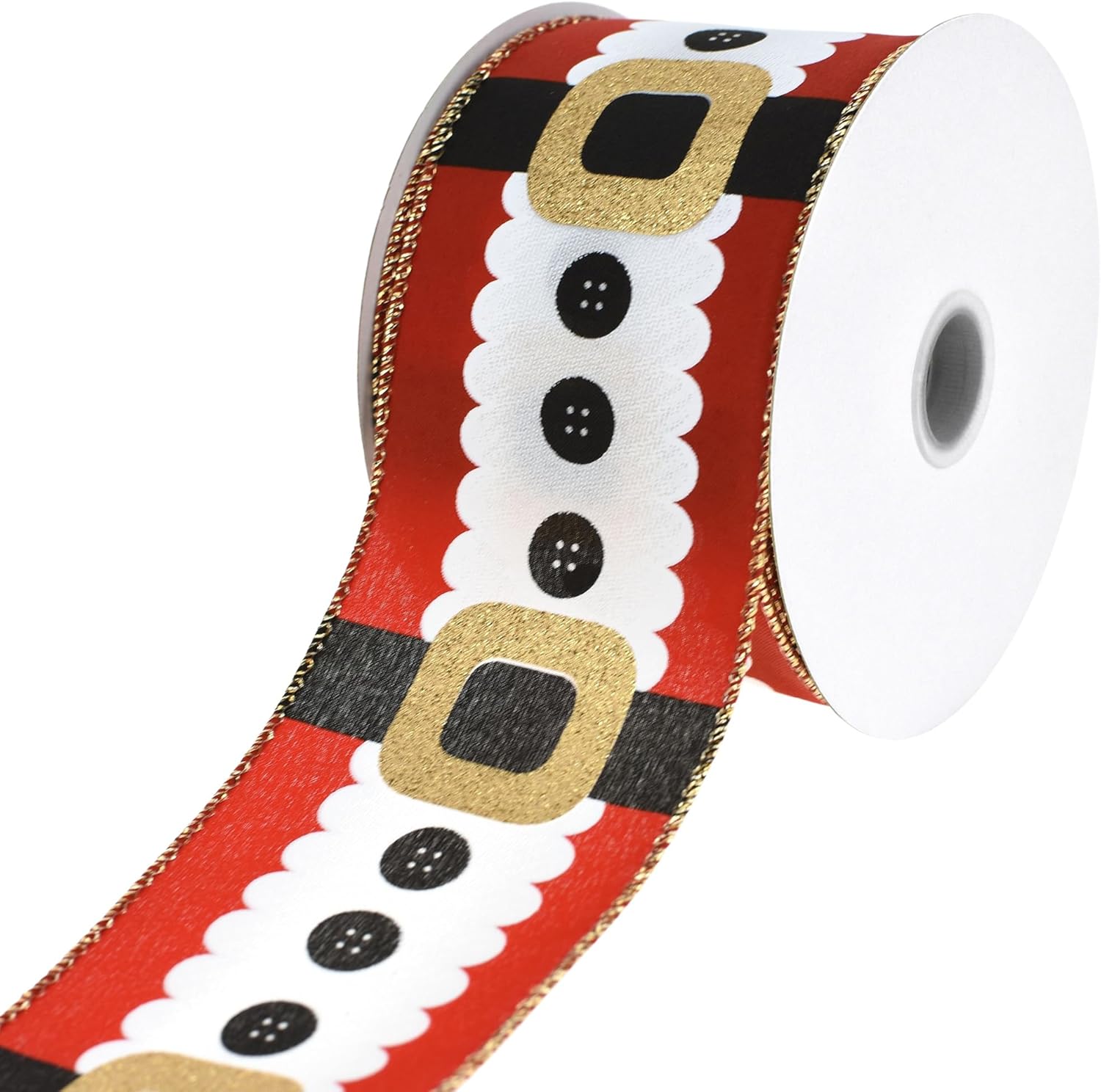 Amazon.com: Homeford Christmas Santa's Buttons Belt Wired Ribbon, 2-1/2 ...