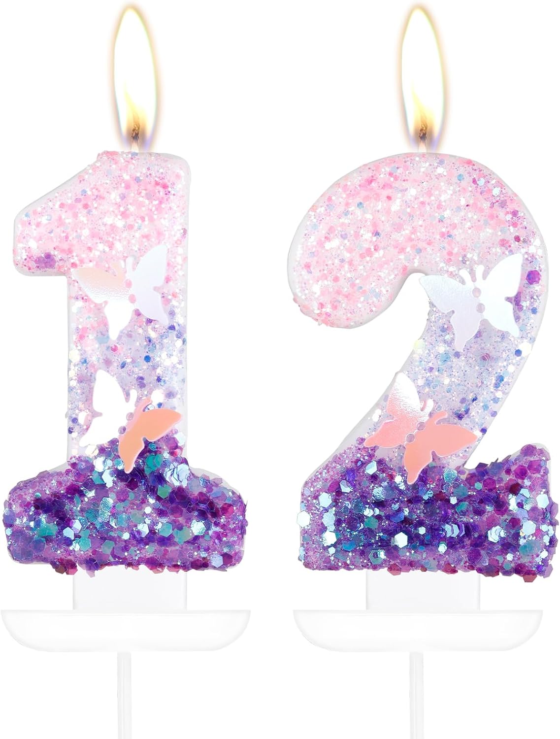 Amazon.com: iNINGER Birthday Number 12 Candle,Butterfly 12th Birthday ...