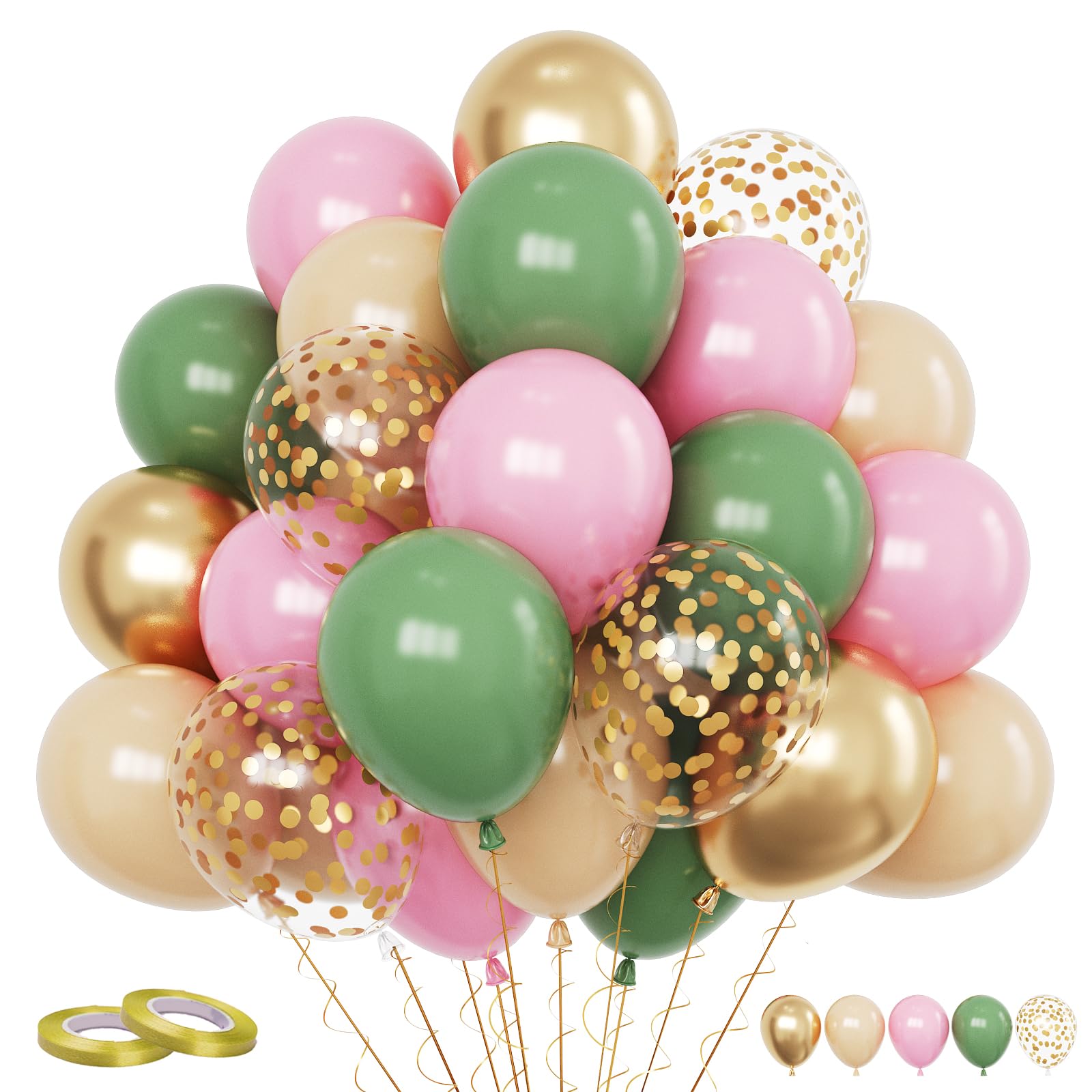 Snapklik.com : Pink And Green Balloon, 60PCS Sage Green Party Balloon ...