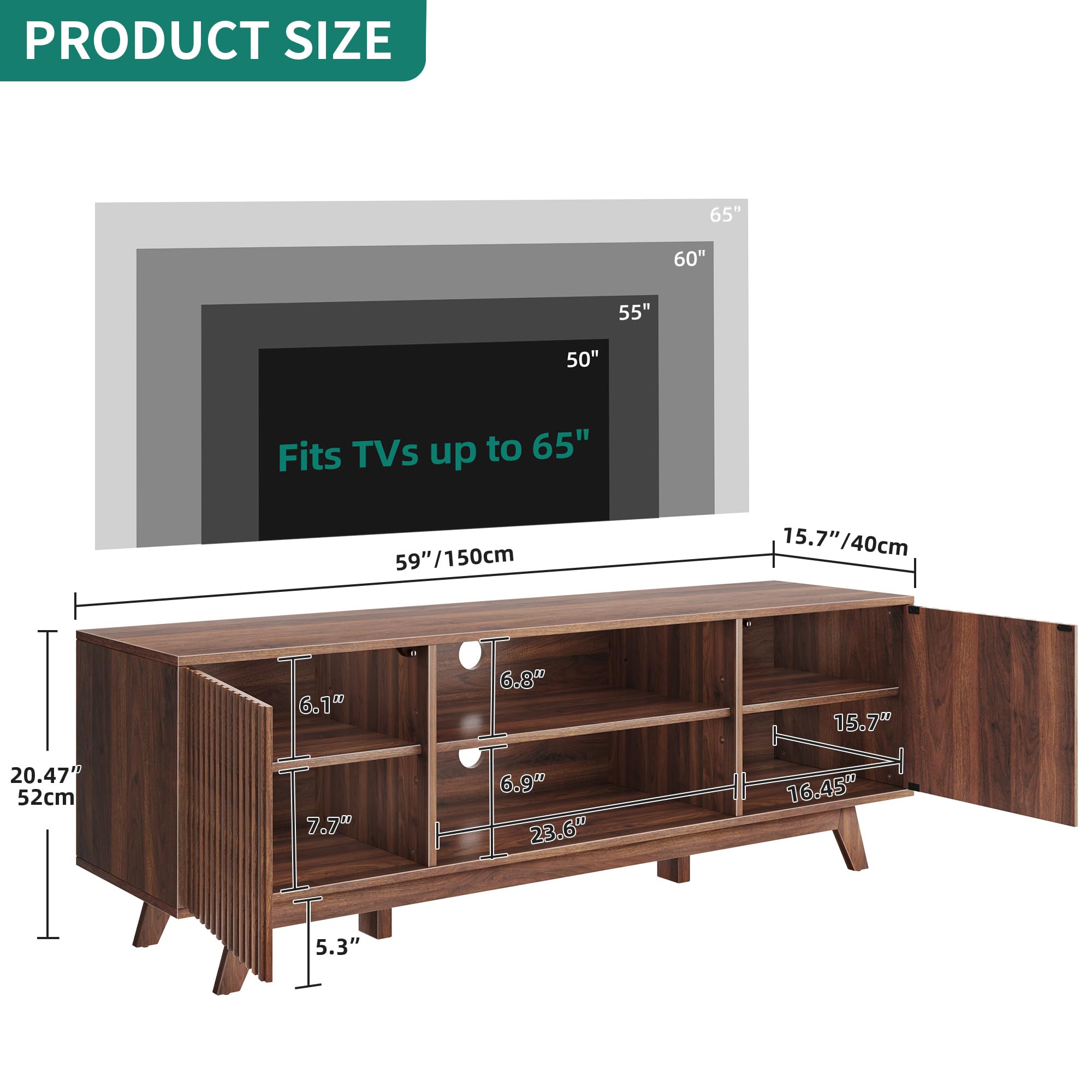 Snapklik.com : DWVO LED TV Stand, Fluted Entertainment Center For 65 ...