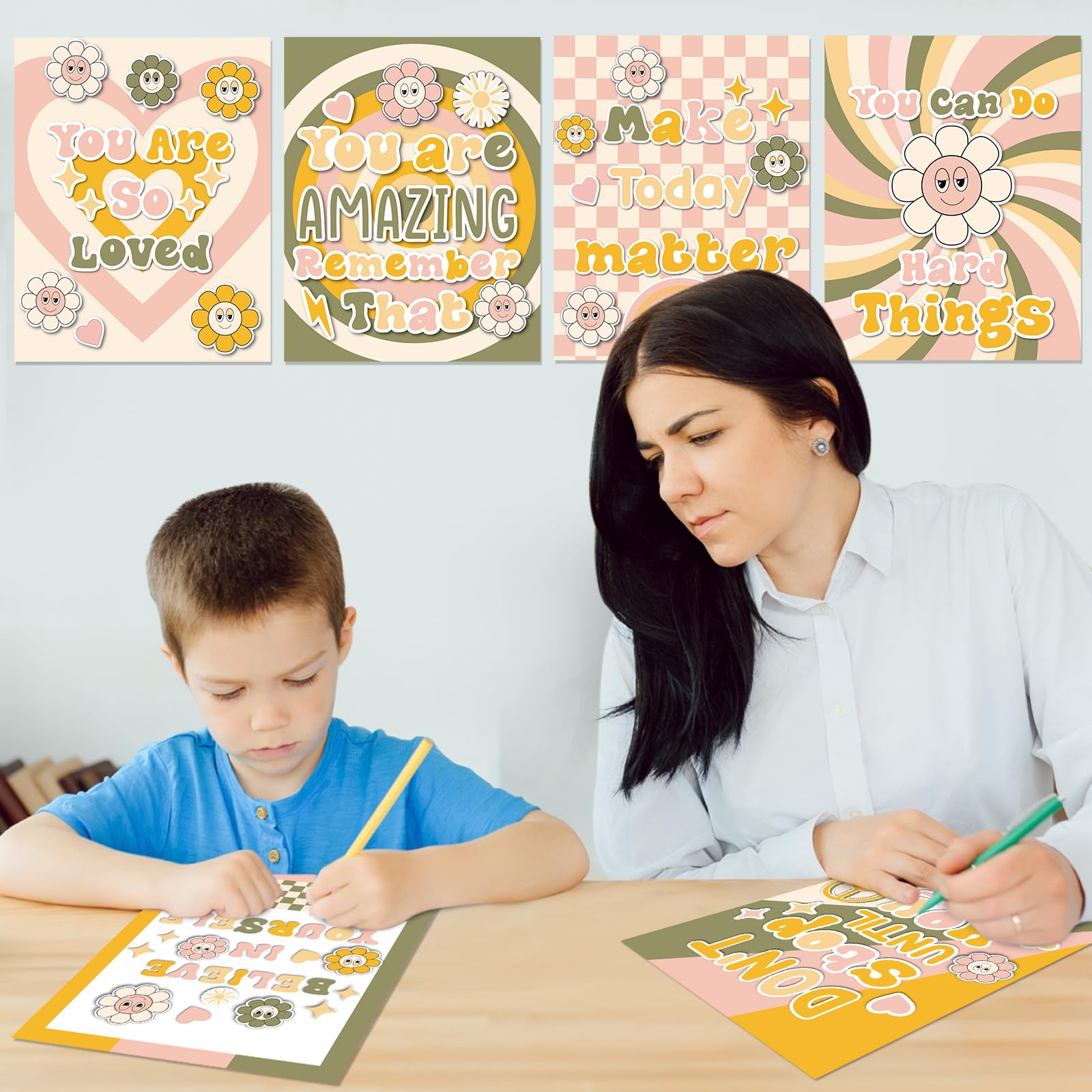 Snapklik.com : Nezyo 12 Pcs Retro Groovy Classroom Posters, Boho Hippie ...