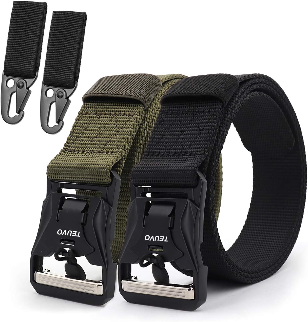 TEUVO 2 Pcs Tactical Belts for Men, Military Utility Belt with Magnetic ...