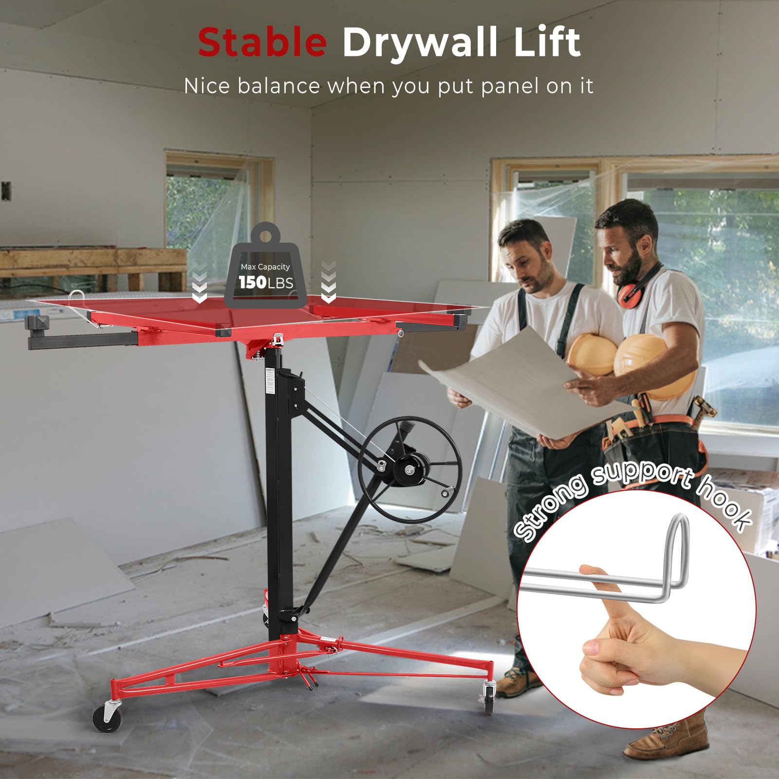 Snapklik.com : Lyromix 11FT Drywall Lift Panel Hoist Dry Wall Rolling ...