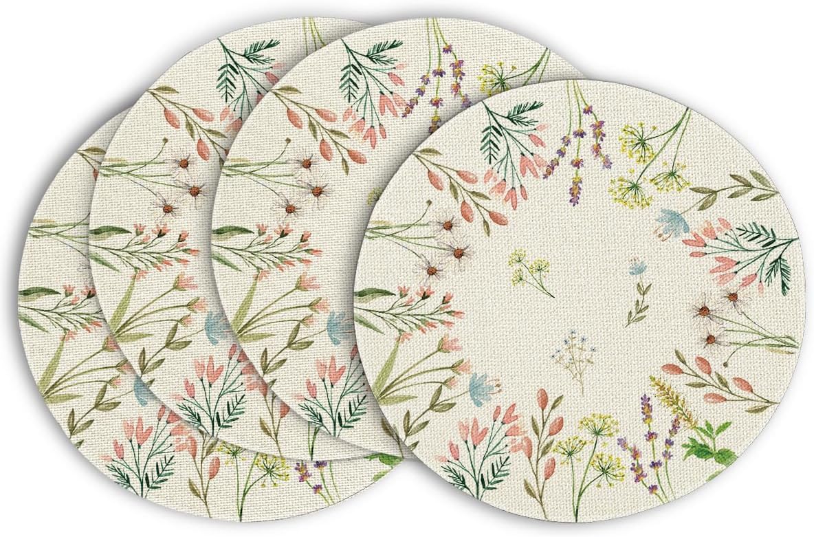 Amazon.com: Artoid Mode Flowers Floral Spring Round Placemats Set of 4 ...