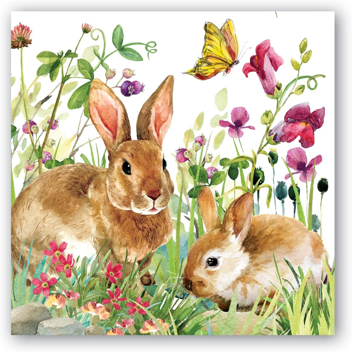 Amazon.com: Michel Design Works Luncheon Napkins, Bunny Meadow (Bunnies ...