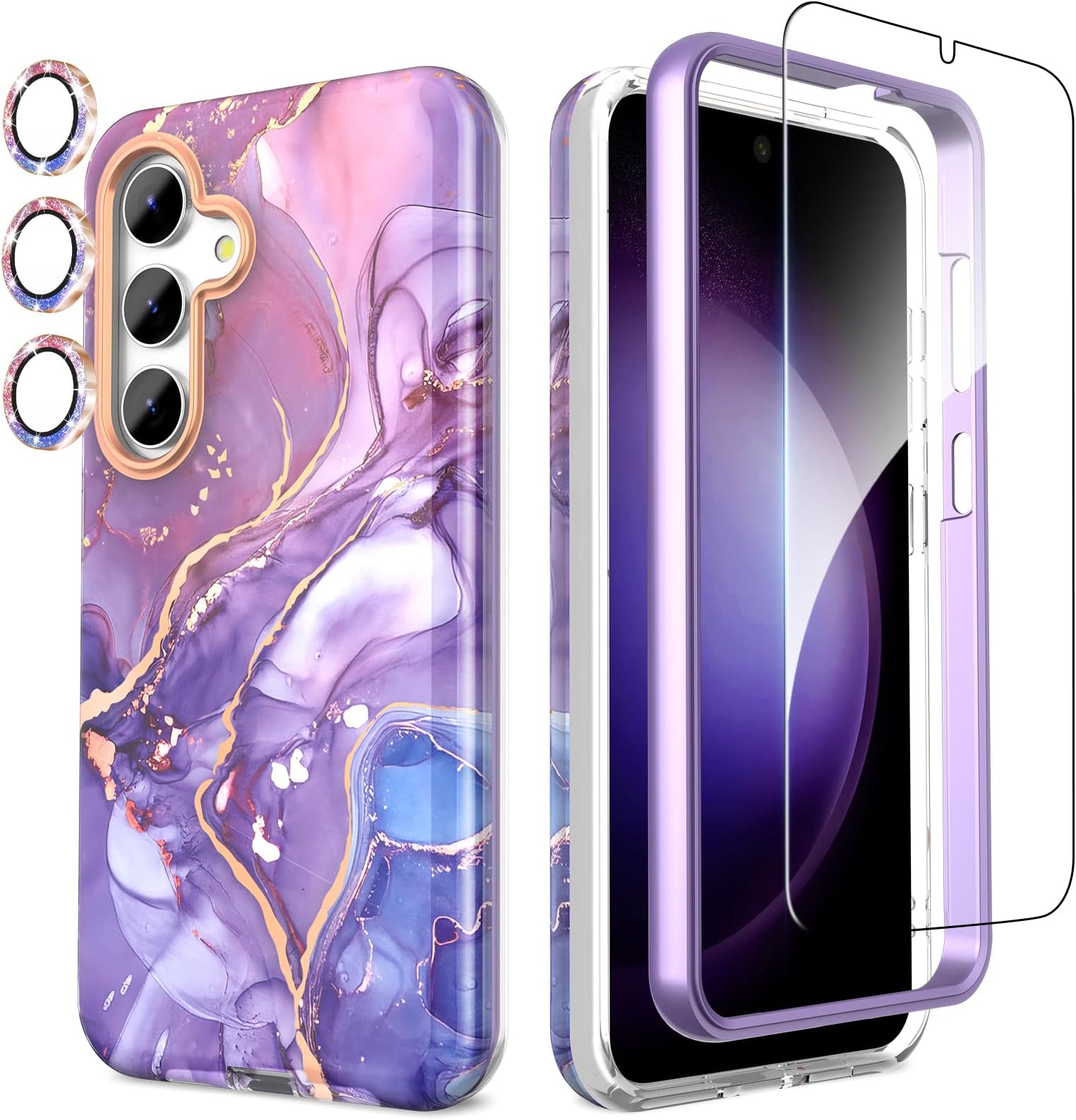 Amazon.com: SHEDEER Designed for Samsung Galaxy S24 Case, with Shiny ...