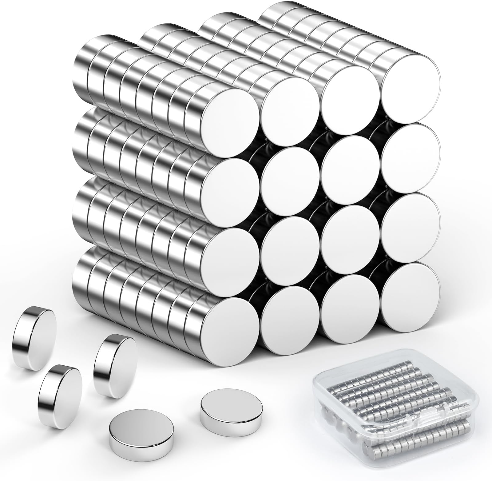 Wzone 50PCS Black Small Magnets, 8mm x 3mm Round Strong Fridge Magnets ...