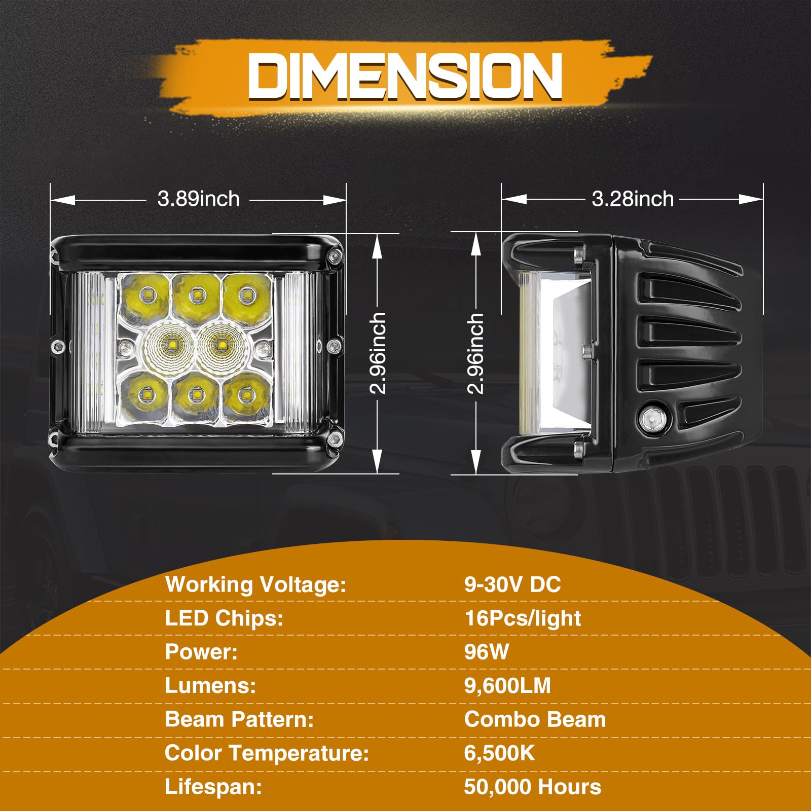Snapklik.com : LED Pods, 2Pcs 4 Inch 96W Dually Side Shooter LED Fog ...