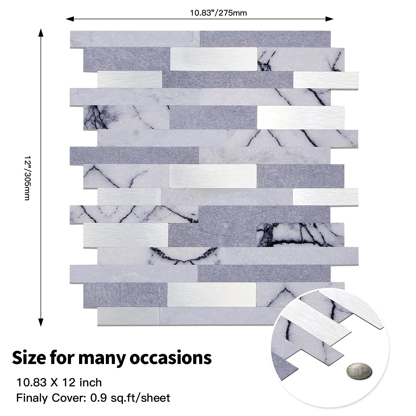 Snapklik.com : 1 Sheet Thicker Peel And Stick Tiles Self-Adhesive Wall ...