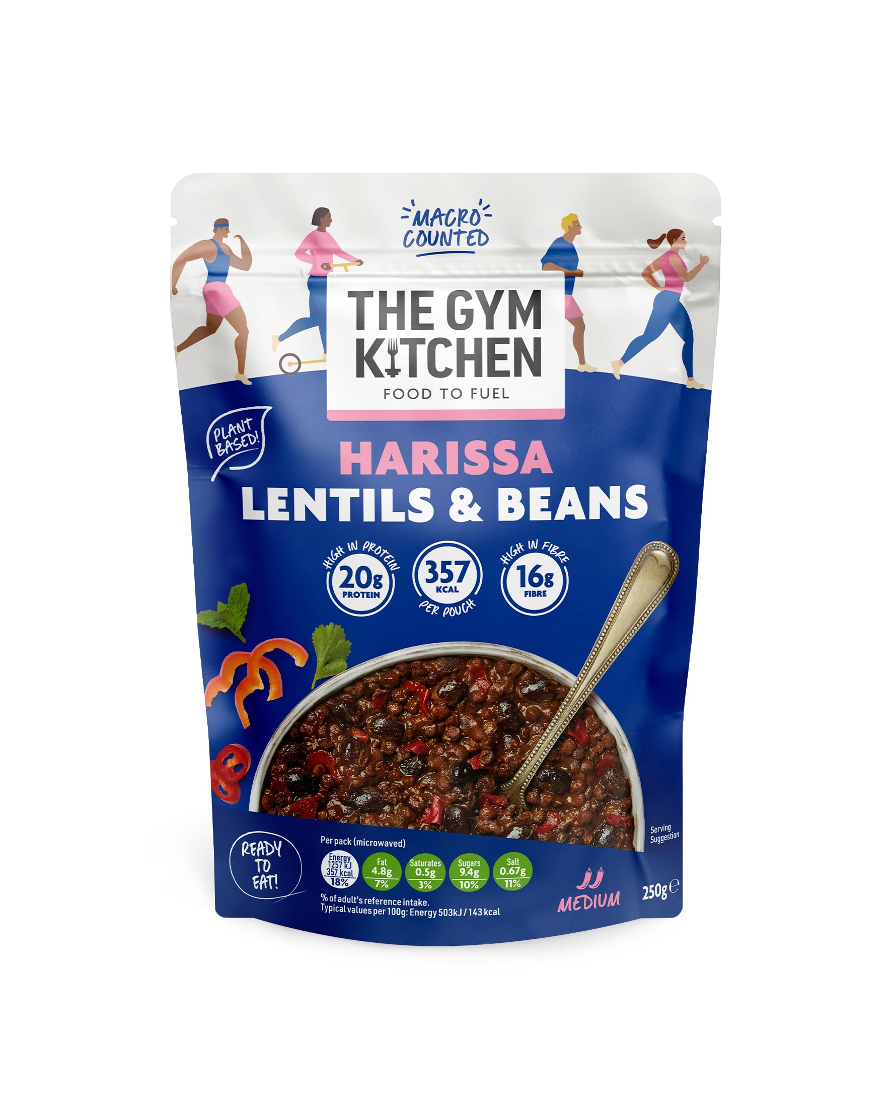 The Gym Kitchen | Harissa Beans & Lentils | Pack of 6 | 250g | High ...