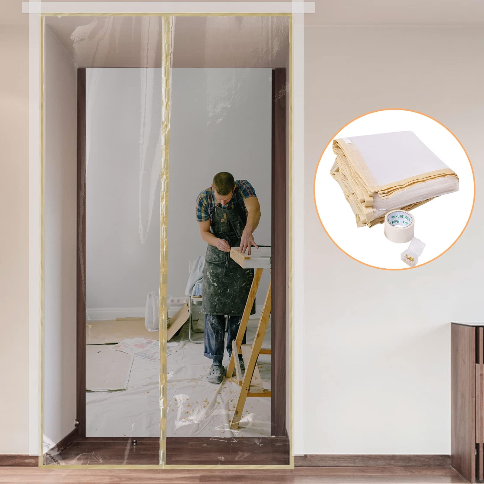 ZipWall PY50 Dust Barrier Plastic Sheeting, White 10ft x 50ft, 3 mil ...