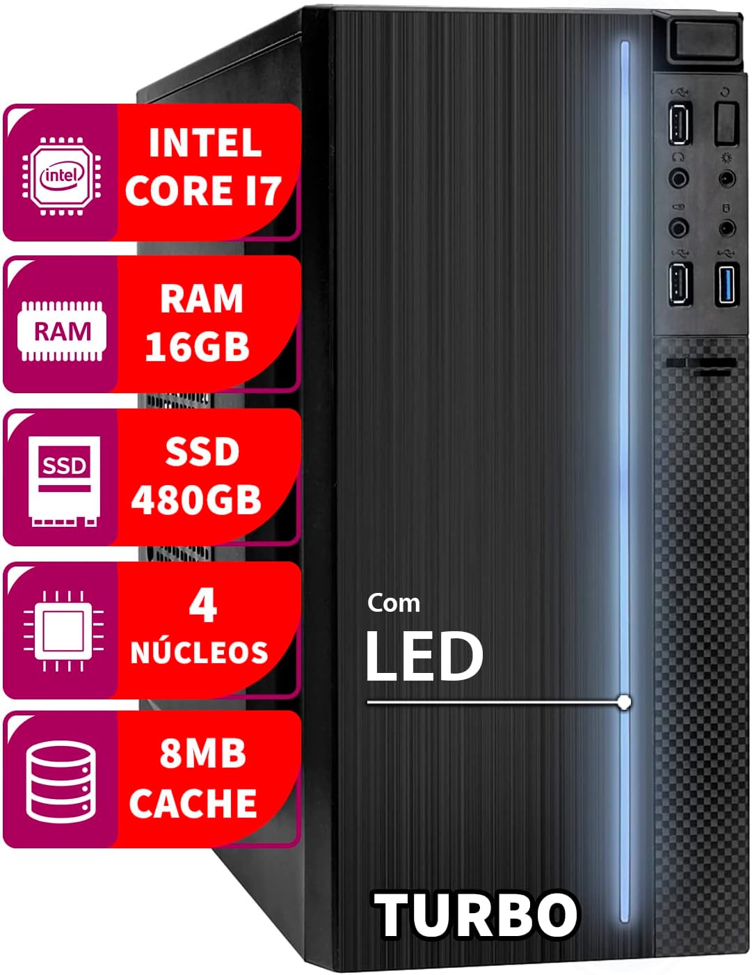 Computador Intel Core i7 4 Núcleos Super Turbo 16GB SSD 480GB Pc Hdmi ...