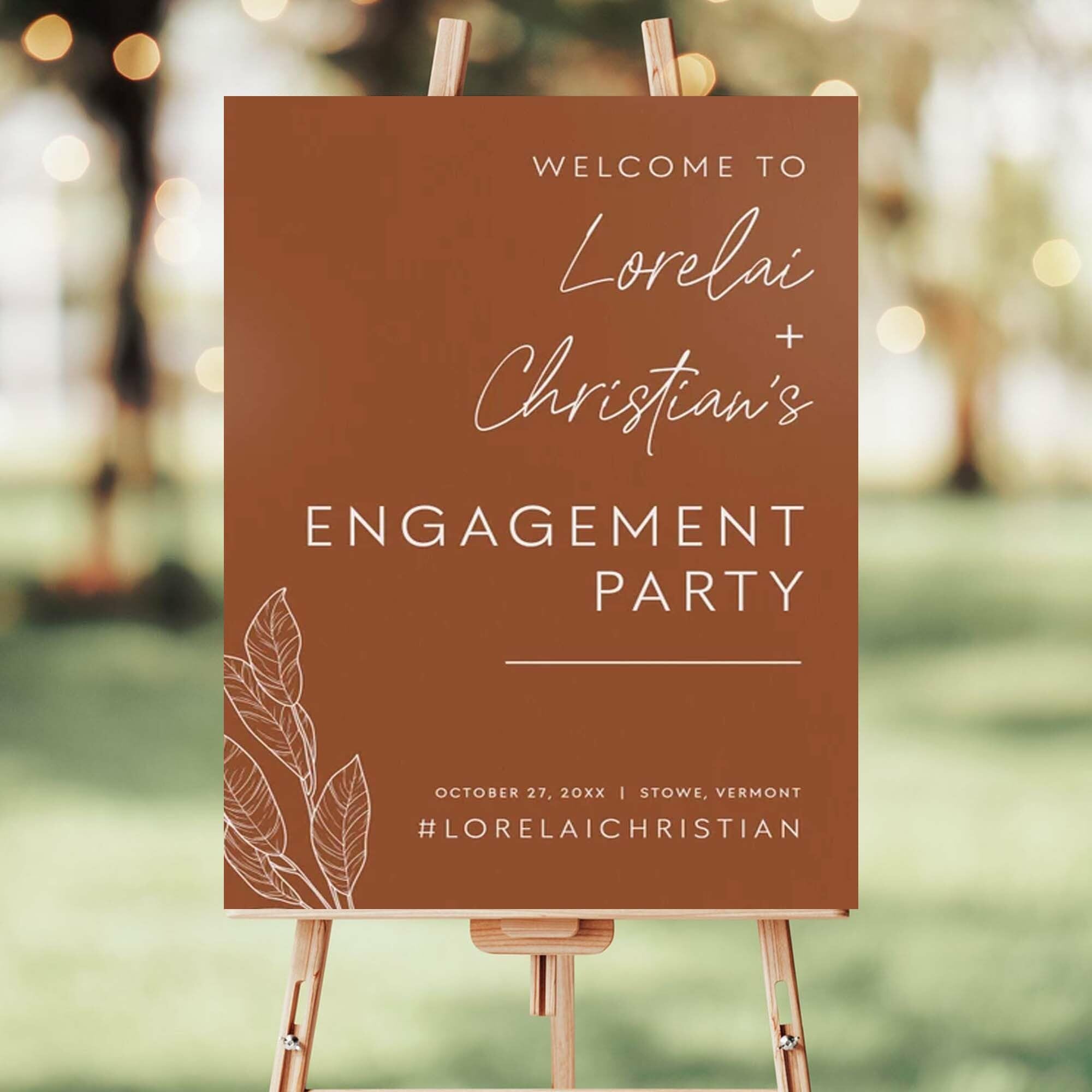 Amazon.com : Modern Engagement Party Welcome Sign, Editable Engagement ...
