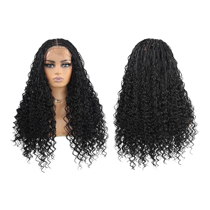 Amazon.com : Miz Barn 360 Full Lace Front Knotless Boho Box Braid Wigs ...