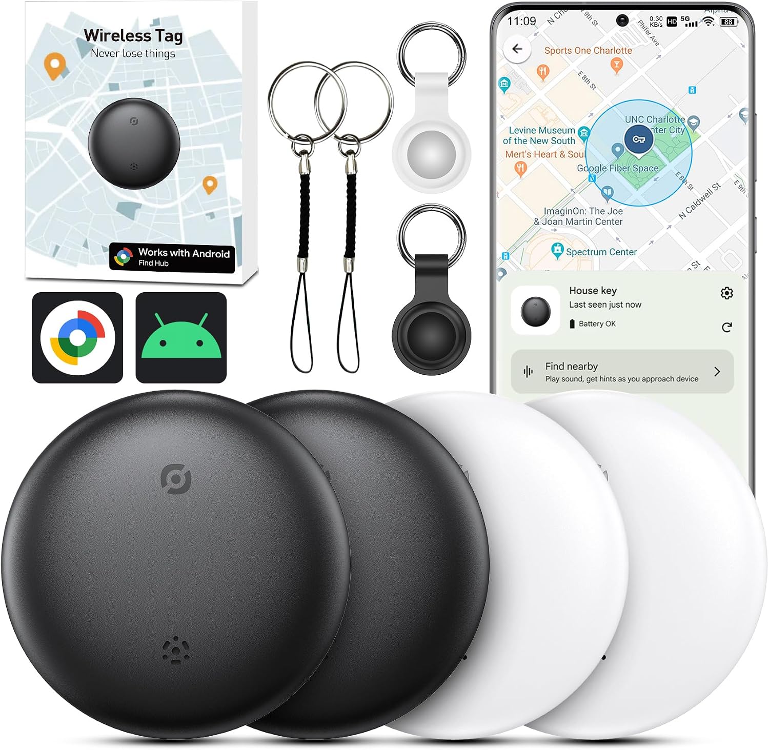 Android Smart Traceur Tag, 4 PCS Localisateur D’Objets Bluetooth ...