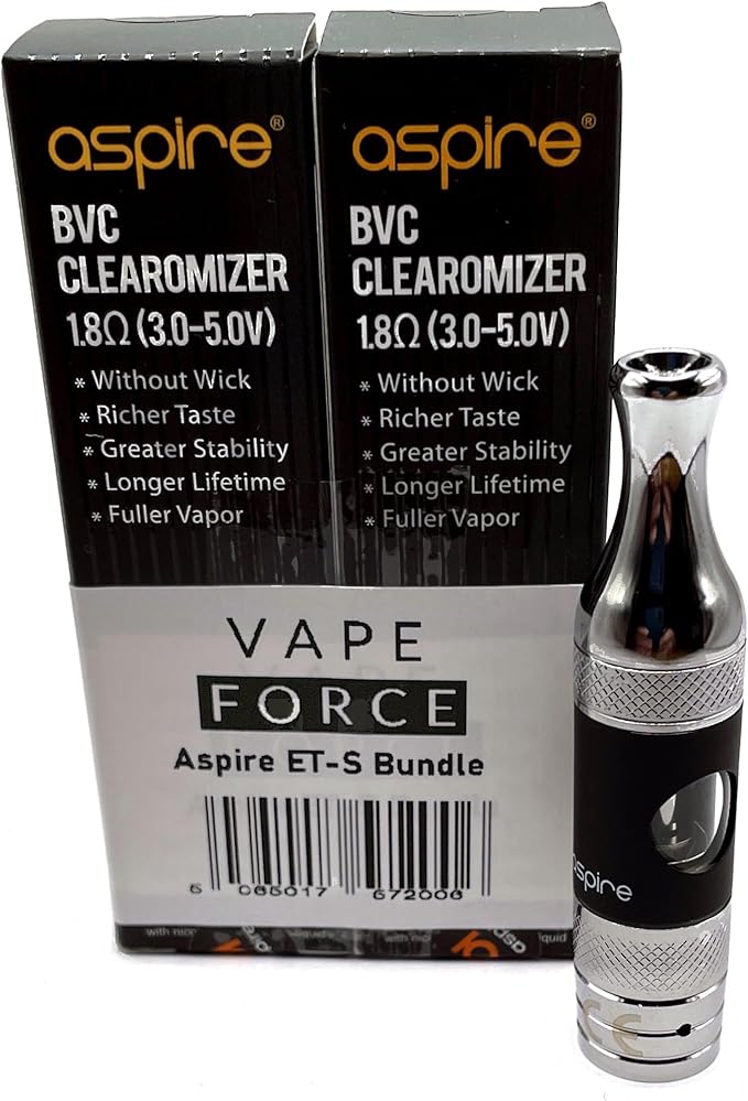 (2-Pack) Aspire ET-S BVC Clearomizer Vape Tank Glassomizer Atomiser ...