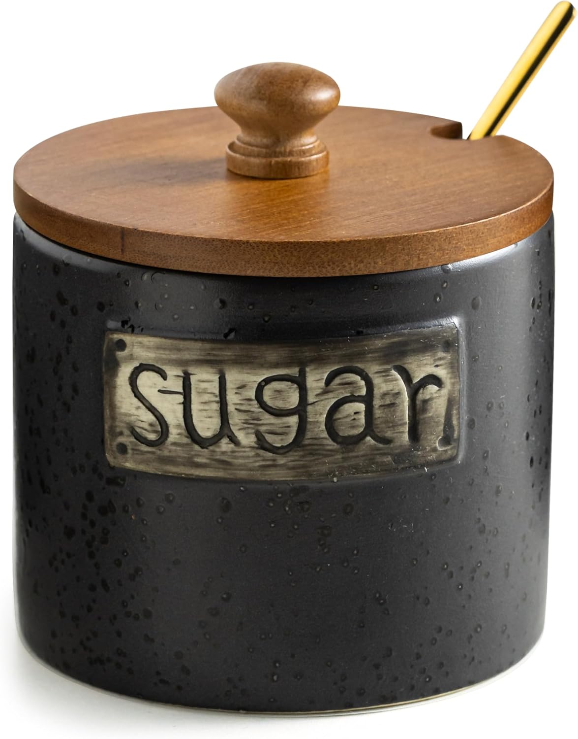 Amazon.com | LYEOBOH Black Sugar Bowl with Lid and Spoon, 15 Oz ...