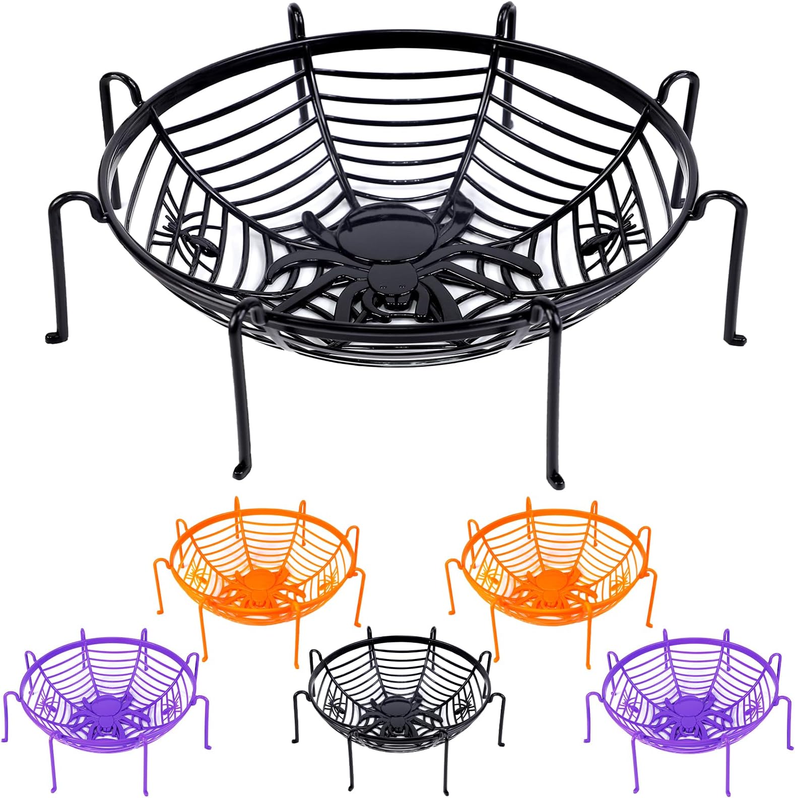 Amazon.com | Halloween Spider Web Basket Bowls Halloween Decorations ...