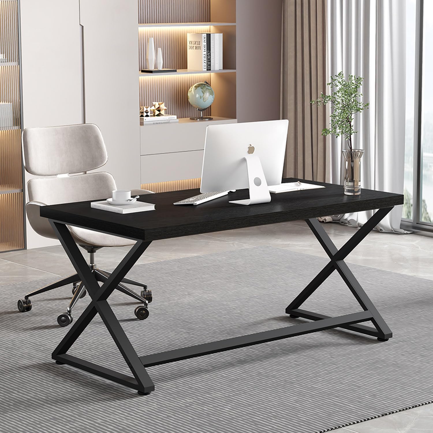 Amazon.com: IBF Black Desk, Modern Computer Desk for Home Office ...