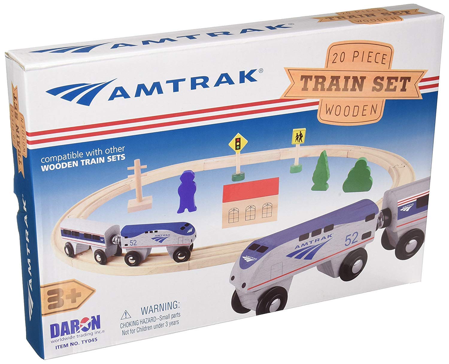 Daron Worldwide Trading Daron Amtrak Wooden Train Set (20 Piece ...
