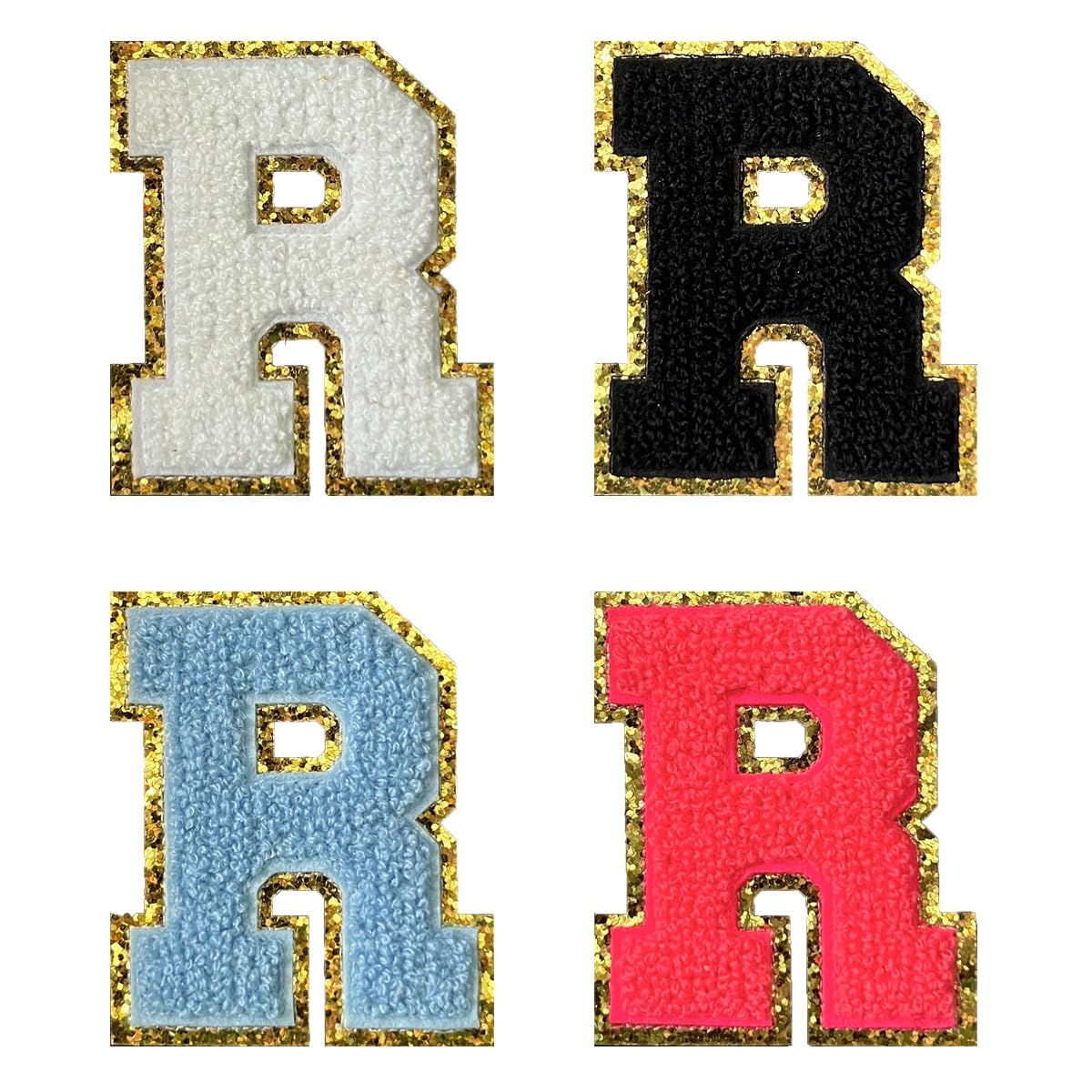 Amazon.com: SQZRAN Gold Sequin Chenille Embroidered Letter Patches ...