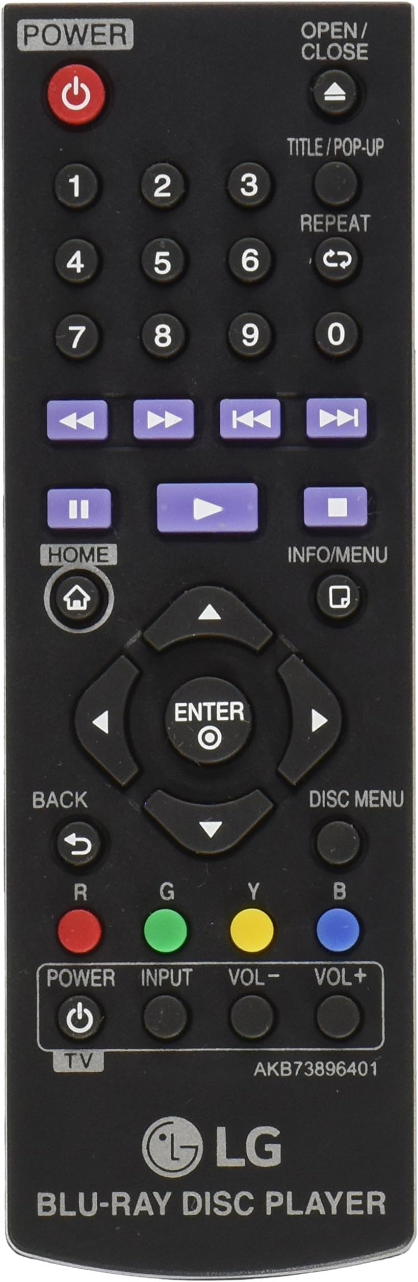 Amazon.com: LG AKB73896401 Remote Control For BP200 AKB73896401 BD640 ...